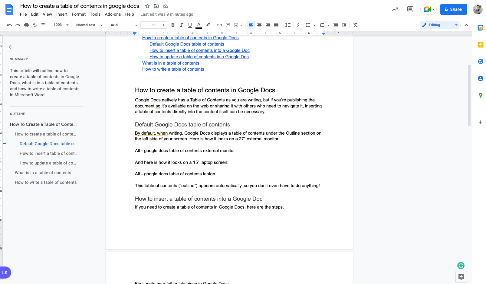 How To Create A Table Of Contents In Google Docs EditorNinja