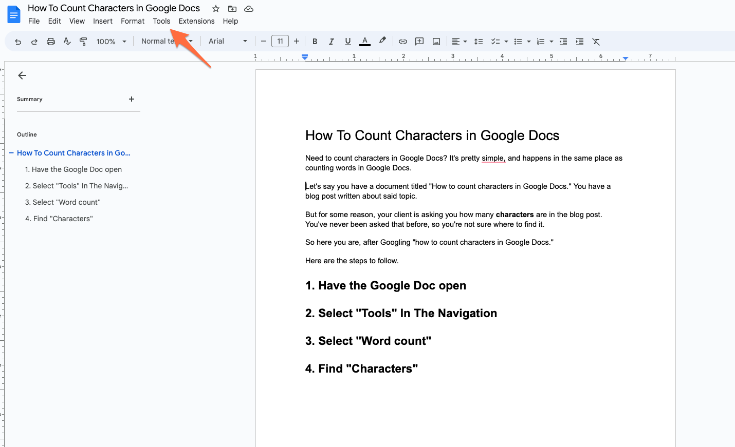 How To Count Characters in Google Docs - EditorNinja